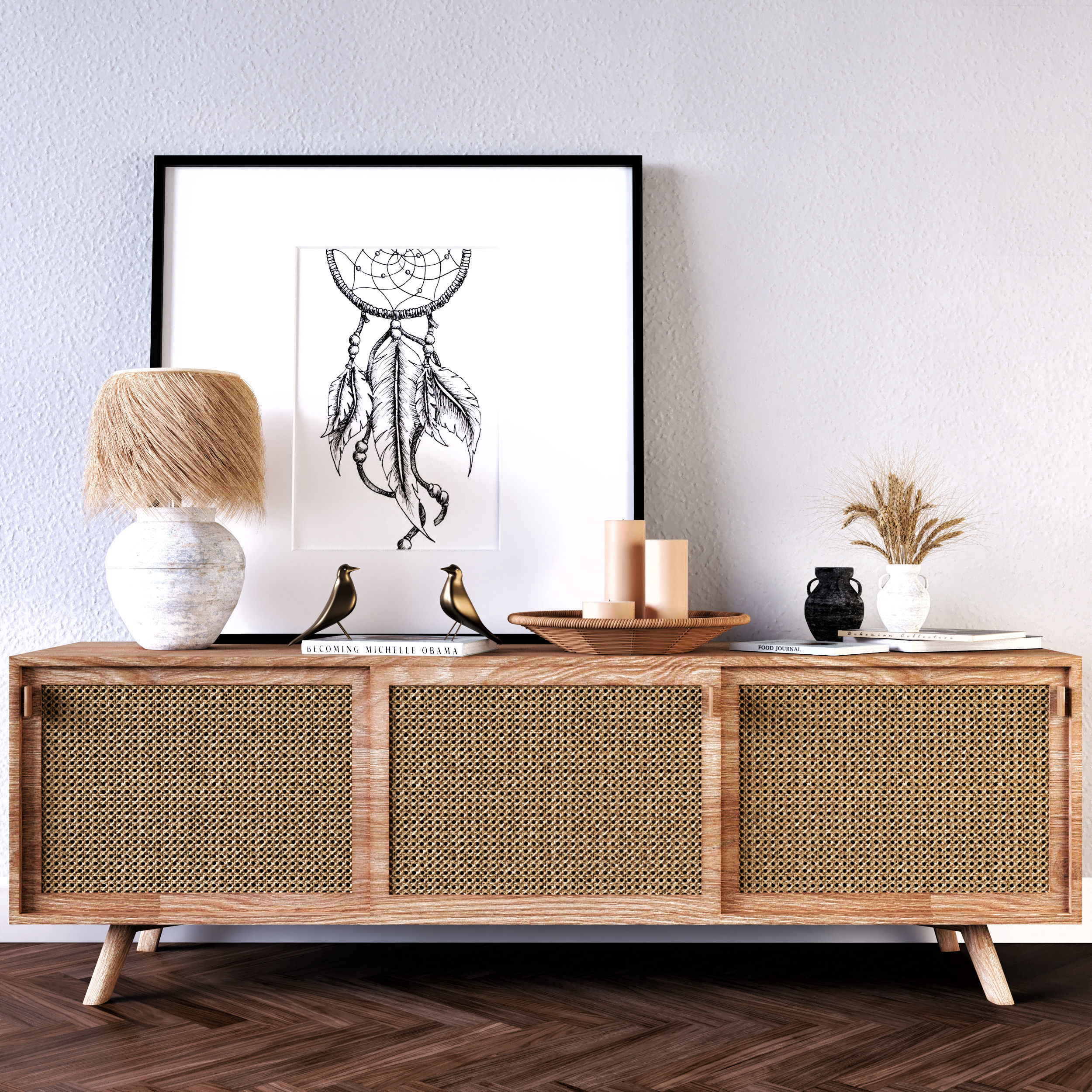 Sideboard-Decorative Set- Boho 3D model | CGTrader
