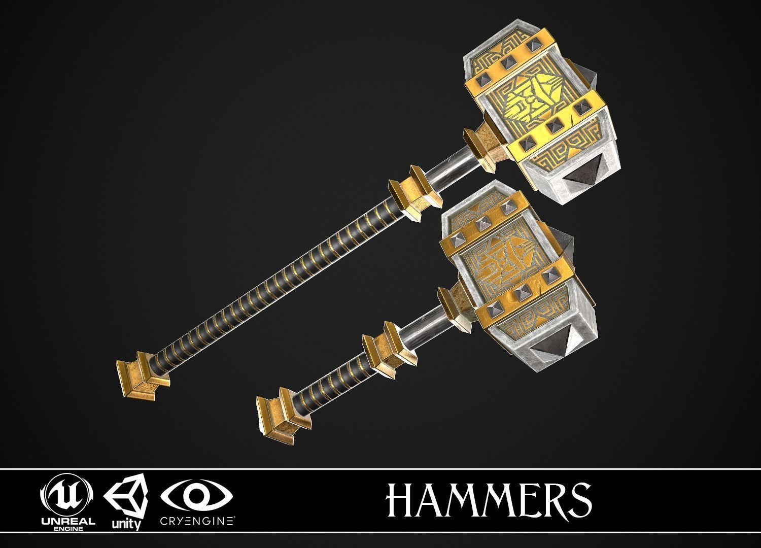 3D Model Collection Fantasy Hammers 04 VR / AR / low-poly | CGTrader