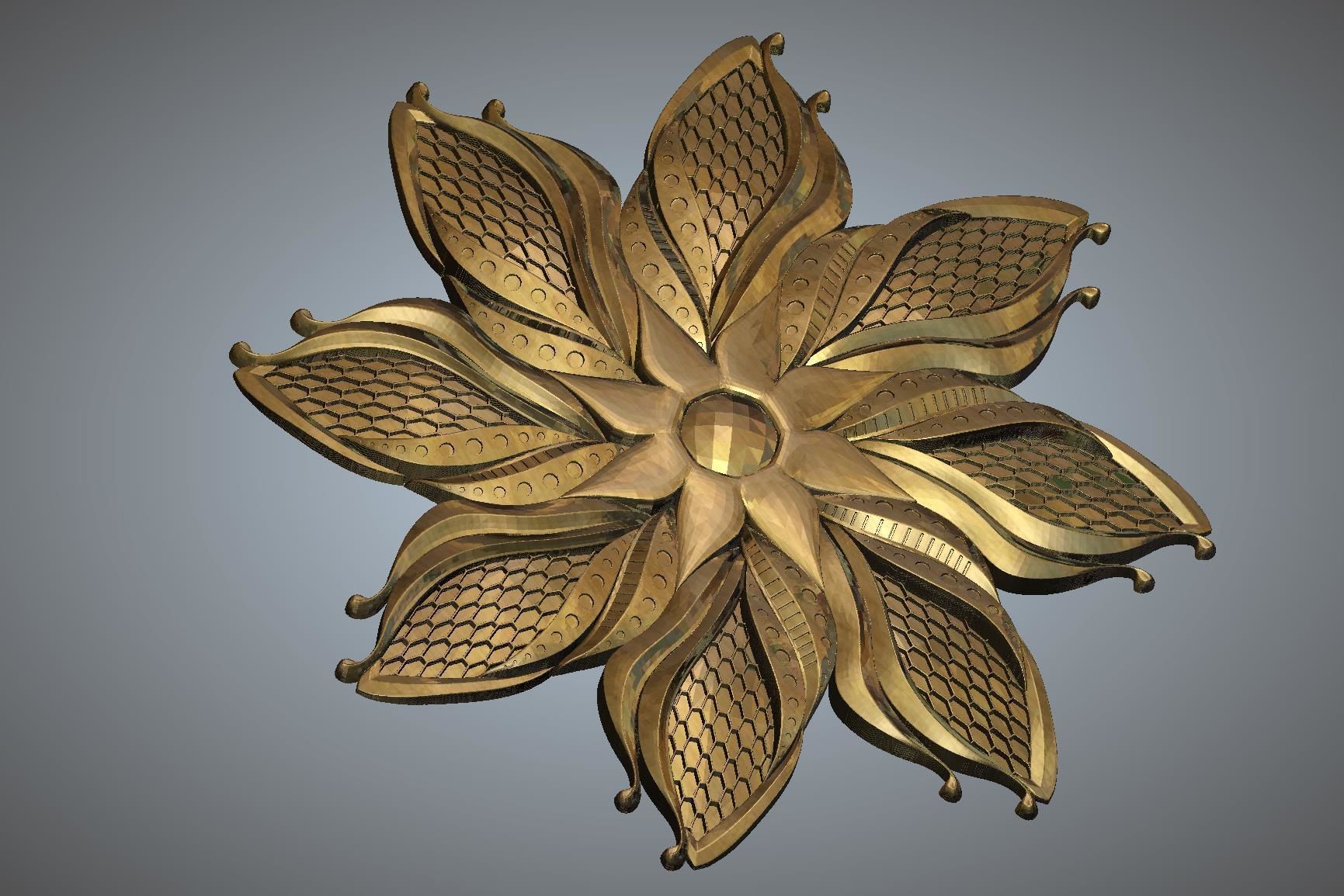 Flower golden 3D model 3D printable | CGTrader