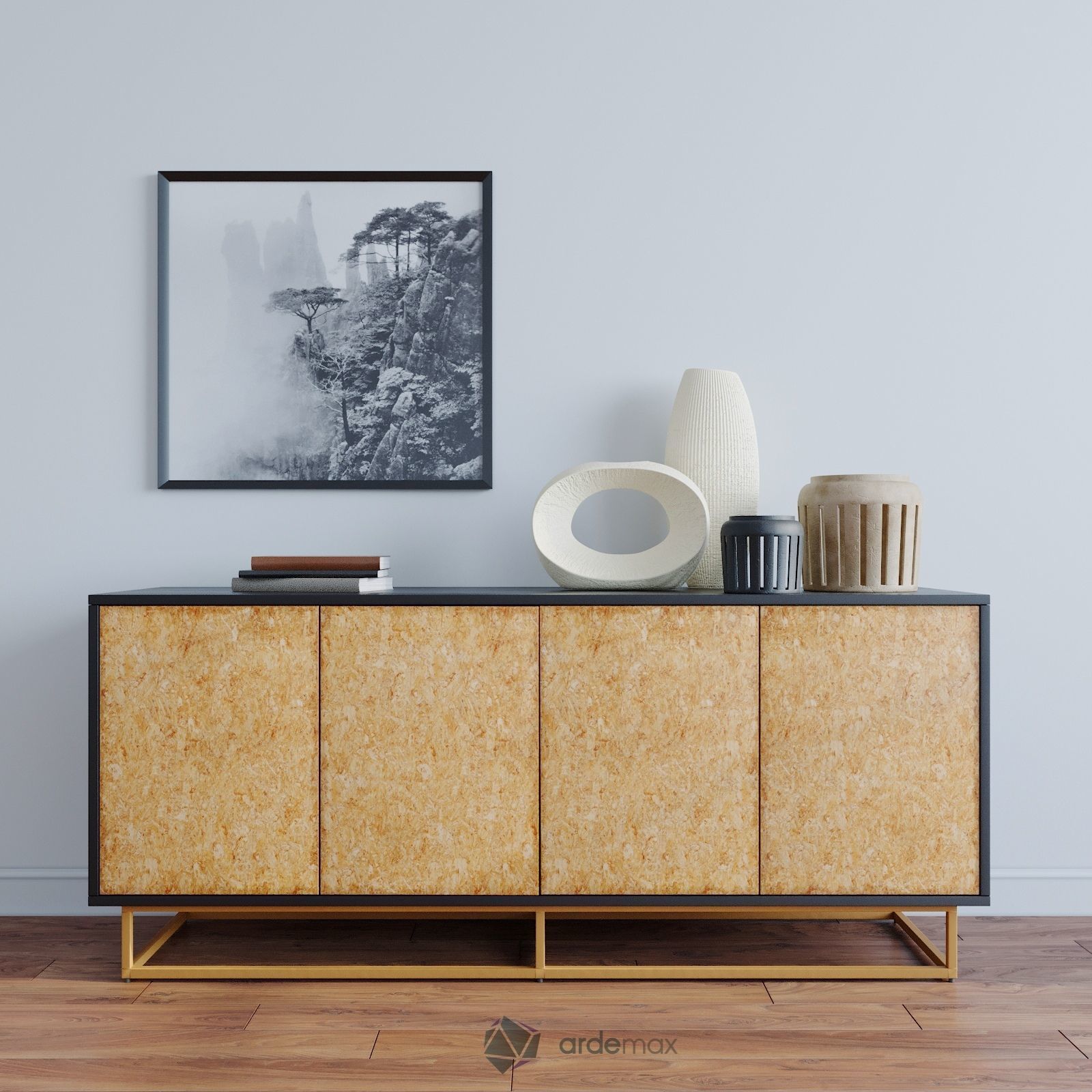 Media Console with decor 3D model | CGTrader