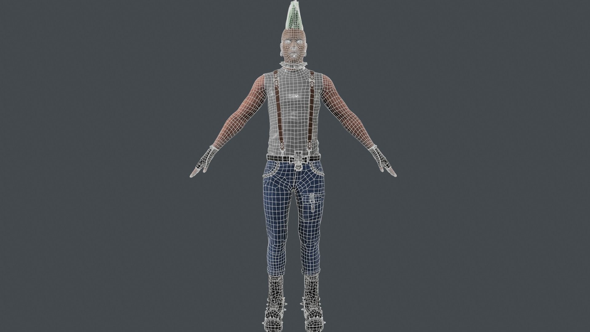 3D model 3d model Punk man with hair and jeans VR / AR / low-poly ...