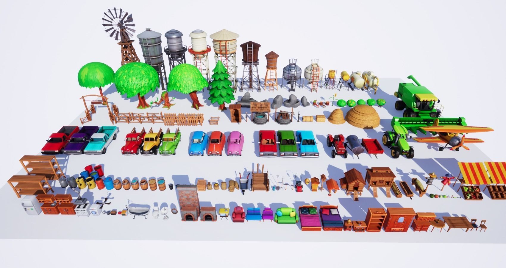3D model Farm Village Stylized Environment VR / AR / low-poly | CGTrader