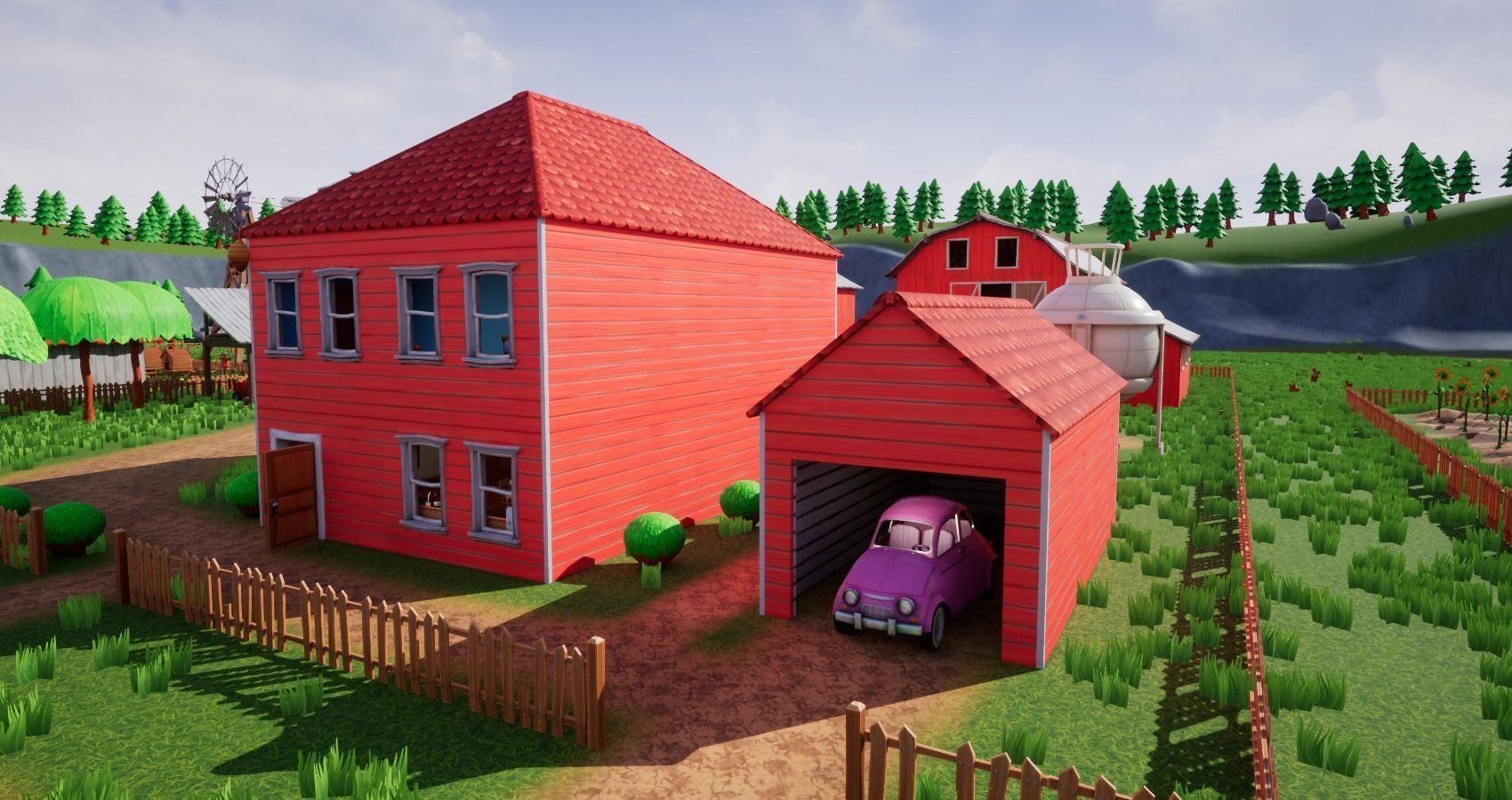 3D model Farm Village Stylized Environment VR / AR / low-poly | CGTrader