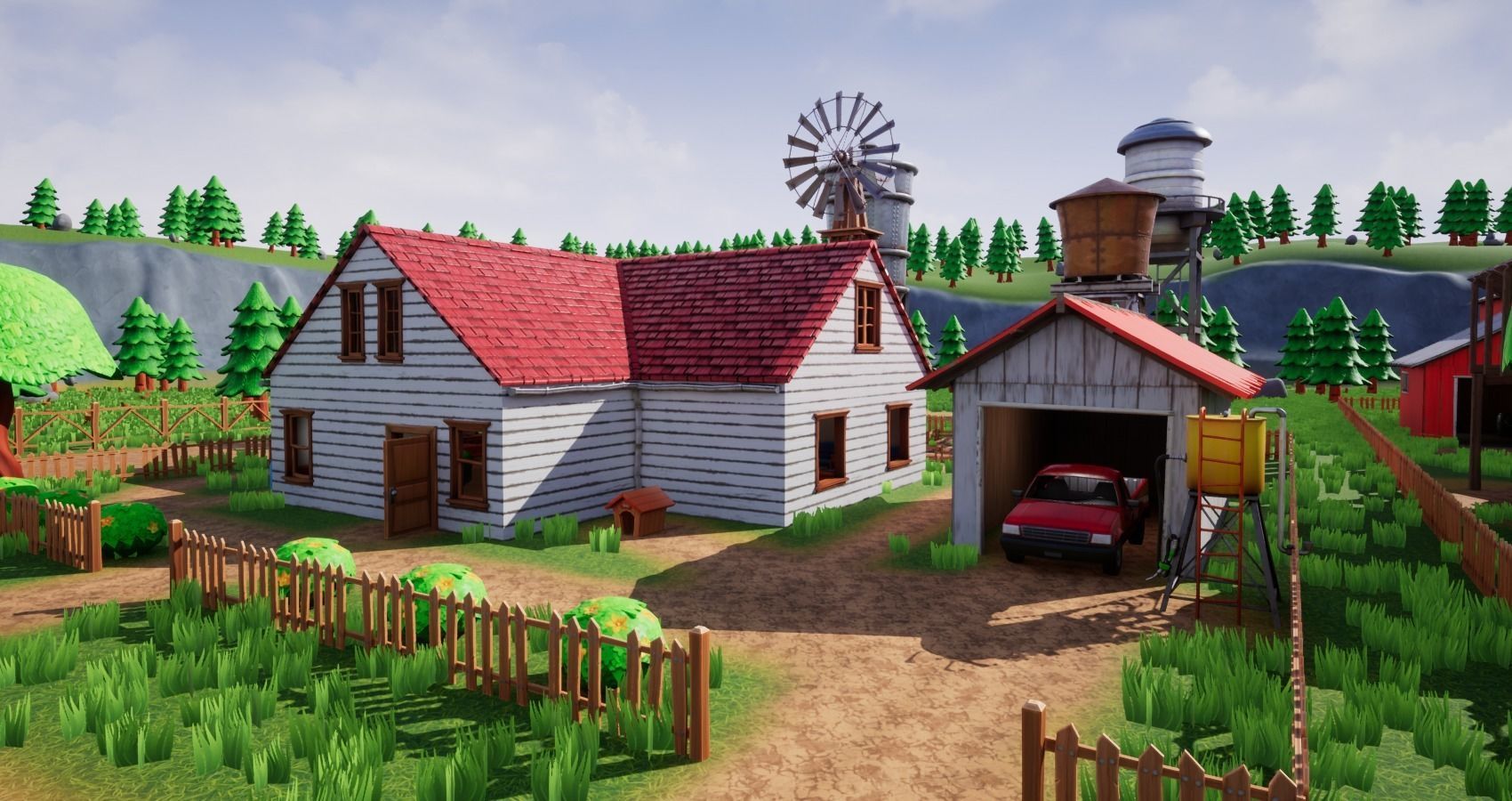 3D model Farm Village Stylized Environment VR / AR / low-poly | CGTrader