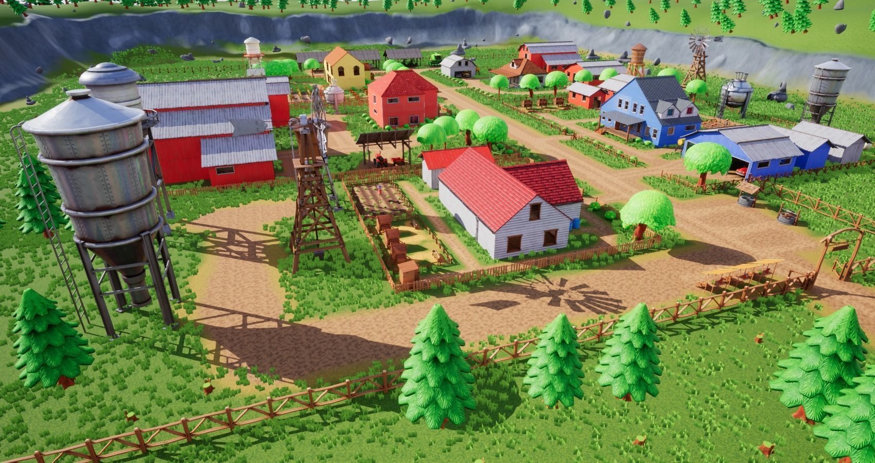 3D model Farm Village Stylized Environment VR / AR / low-poly | CGTrader
