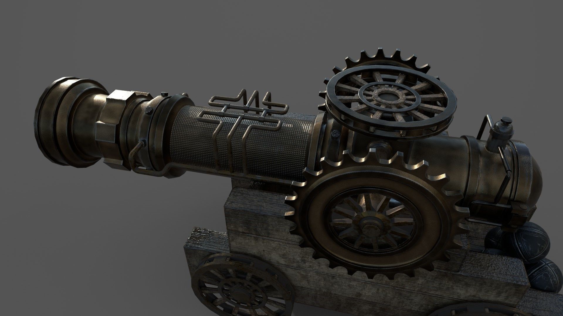 3D model Steampunk Cannon Low Poly 3D model VR / AR / low-poly | CGTrader