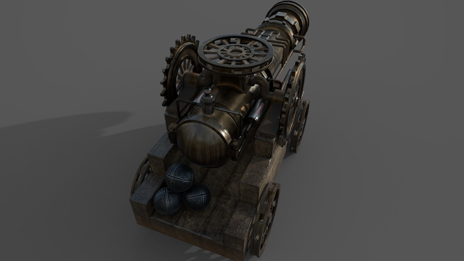 3D model Steampunk Cannon Low Poly 3D model VR / AR / low-poly | CGTrader