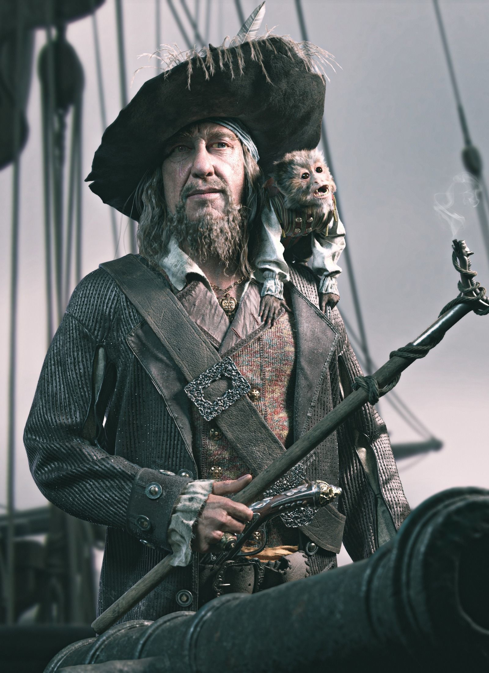 Barbossa head model obj and ztool and displacement maps 3D model | CGTrader