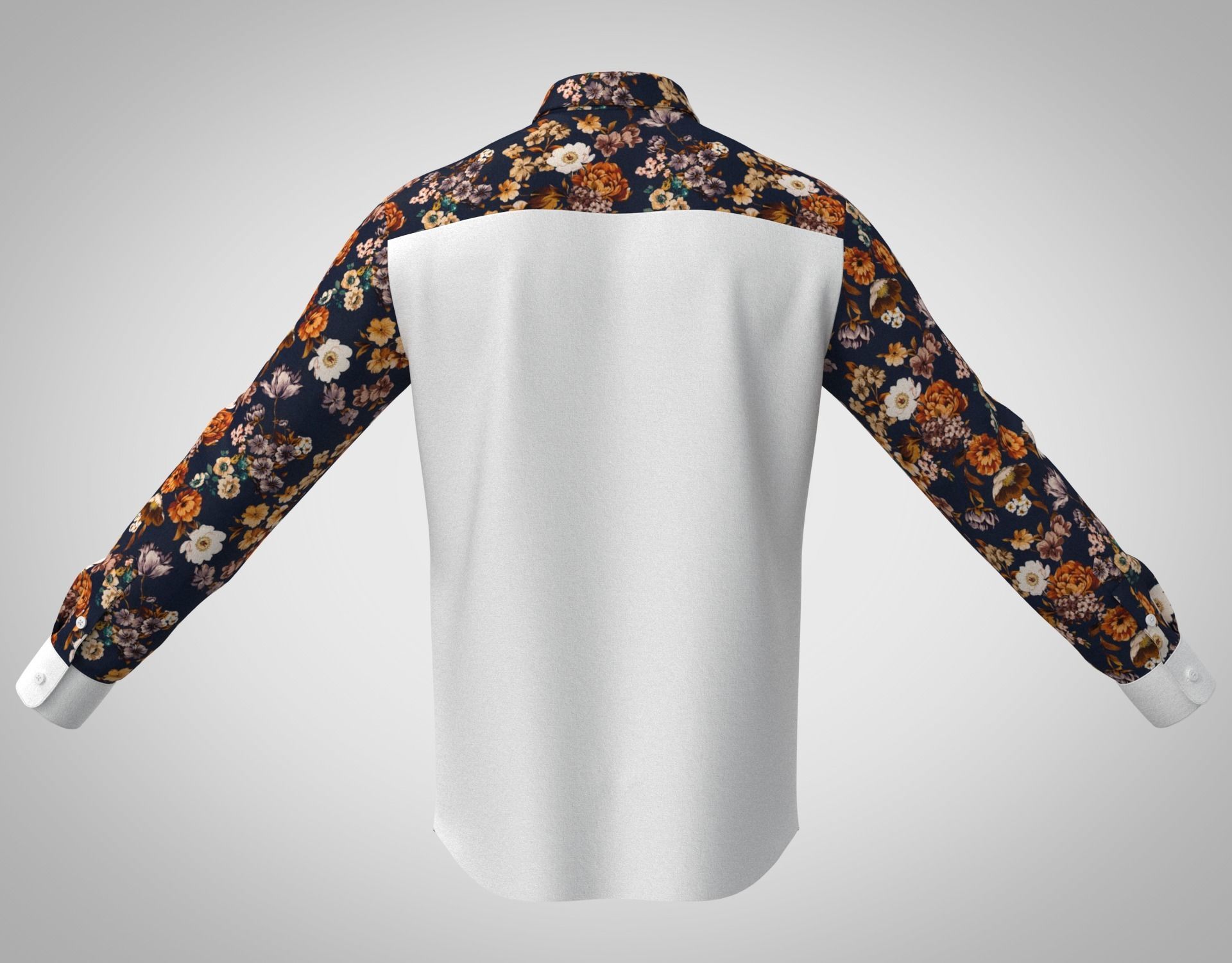 3D MENs Formal Shirt With Floral Sleeve Caller And Shoulder 3D model ...