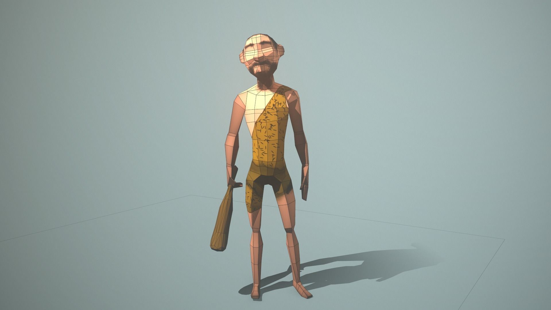 3D model low poly caveman rig VR / AR / low-poly rigged animated | CGTrader