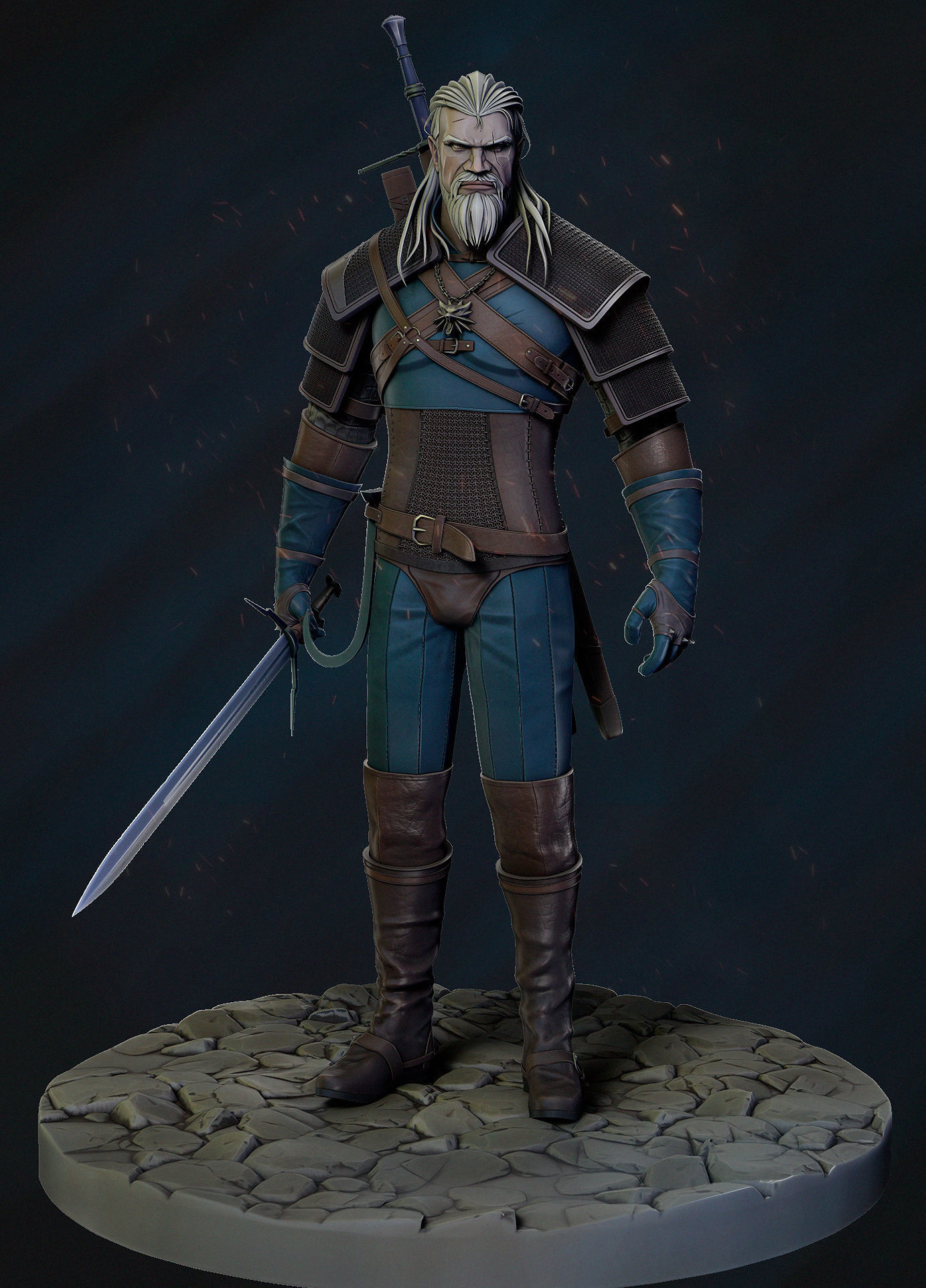 3D model Stylized character from The Witcher 3 game PBR lowpoly ...