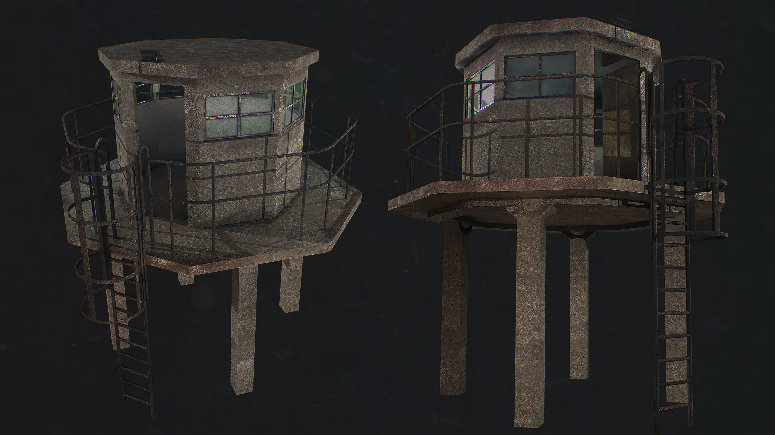 3D model 3D Low Poly - PBR Small Watch Tower 3D model model VR / AR ...