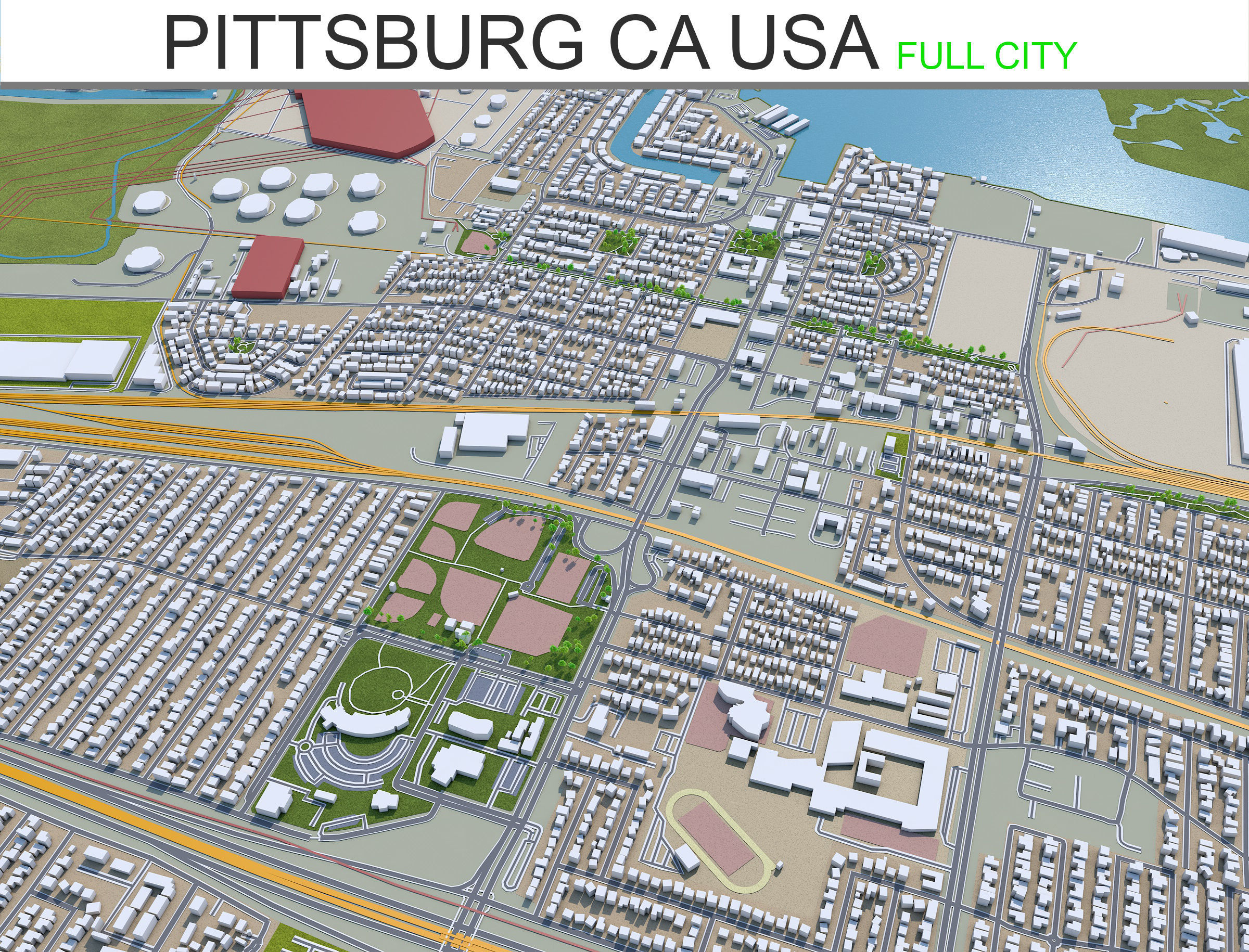 Pittsburg California USA 30Km free VR / AR / low-poly 3D model | CGTrader