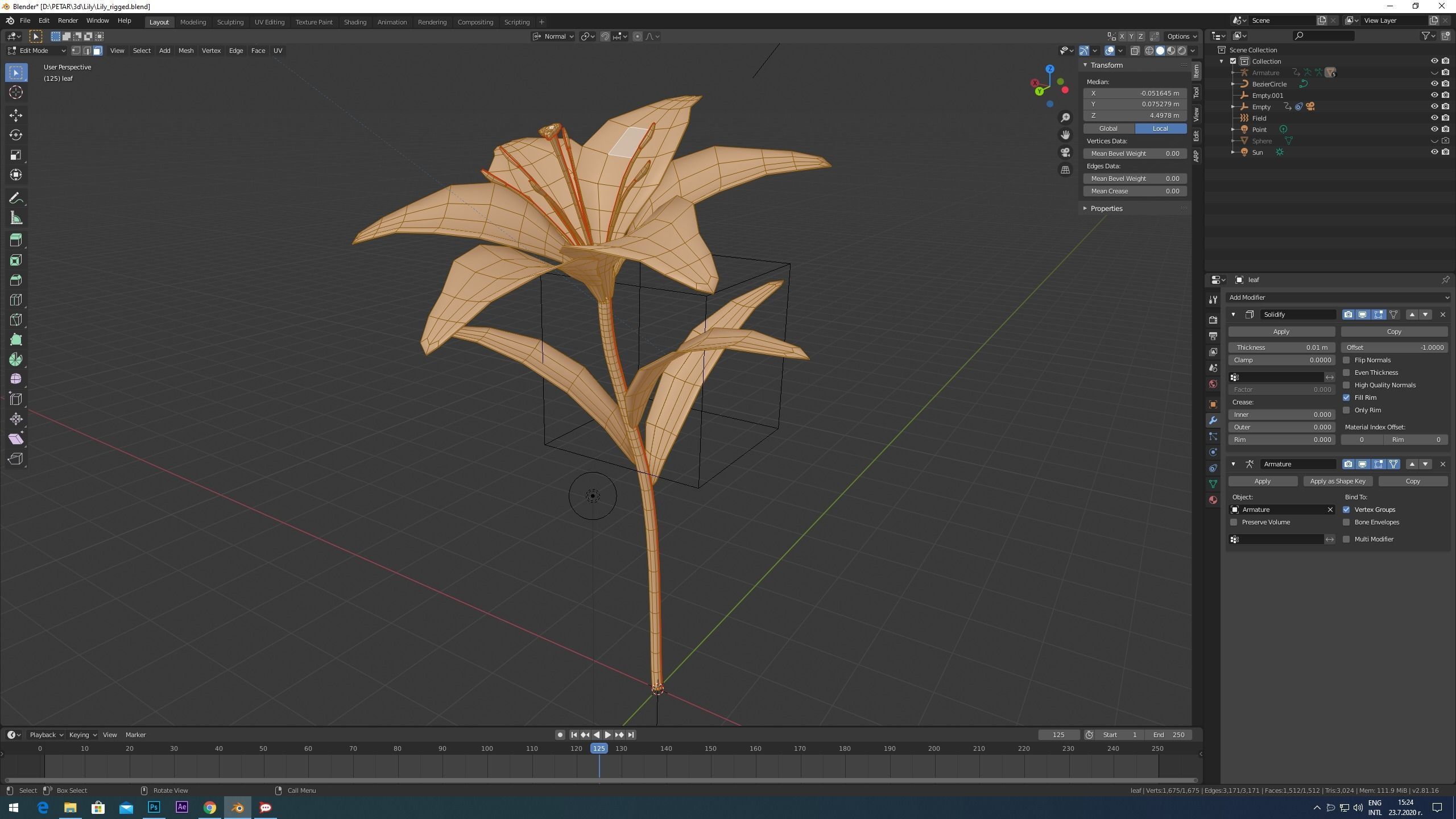 Lily flower rigged animated 3D model animated rigged | CGTrader