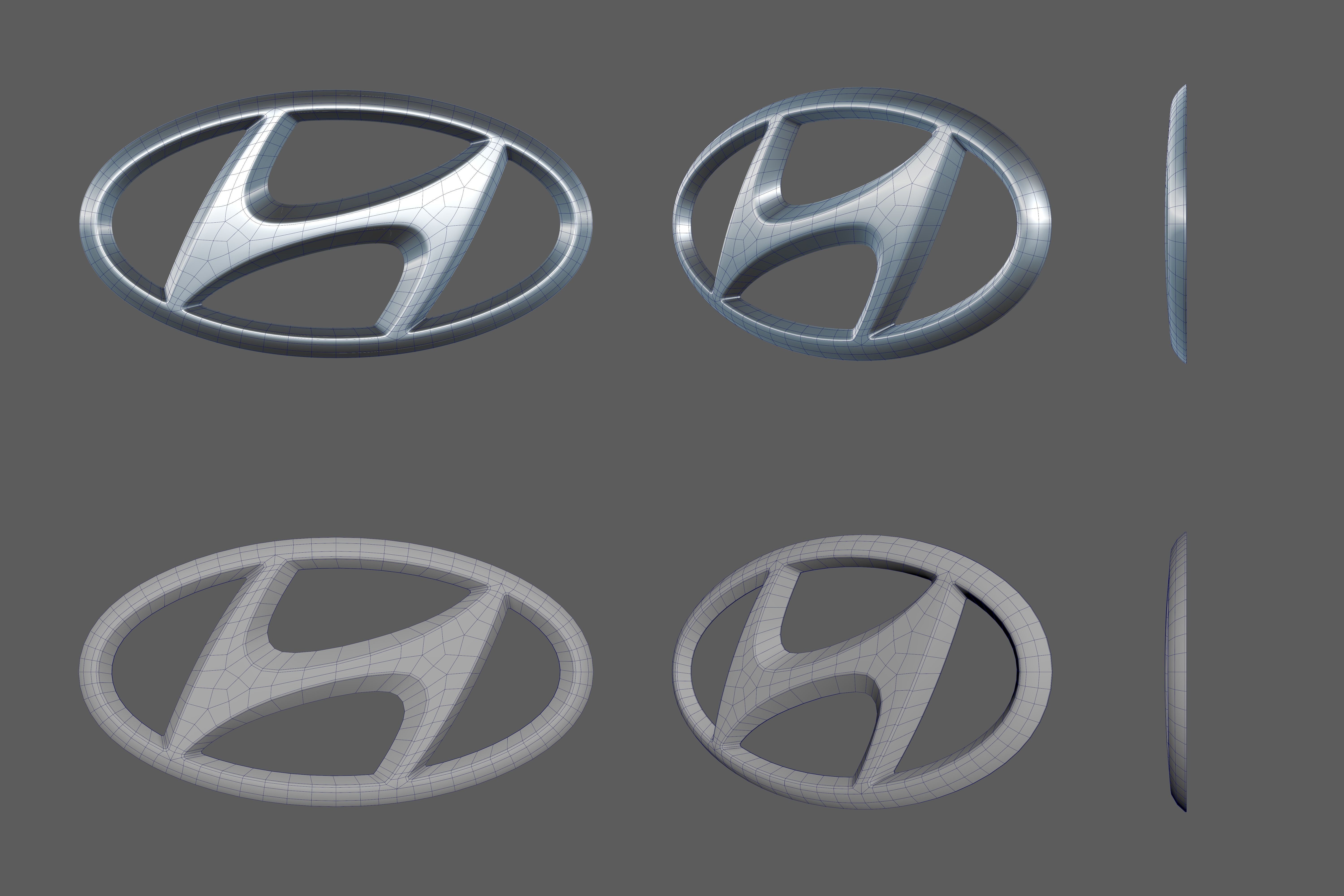 Hyundai - Car Logo Emblem Modern free VR / AR / low-poly 3D model ...