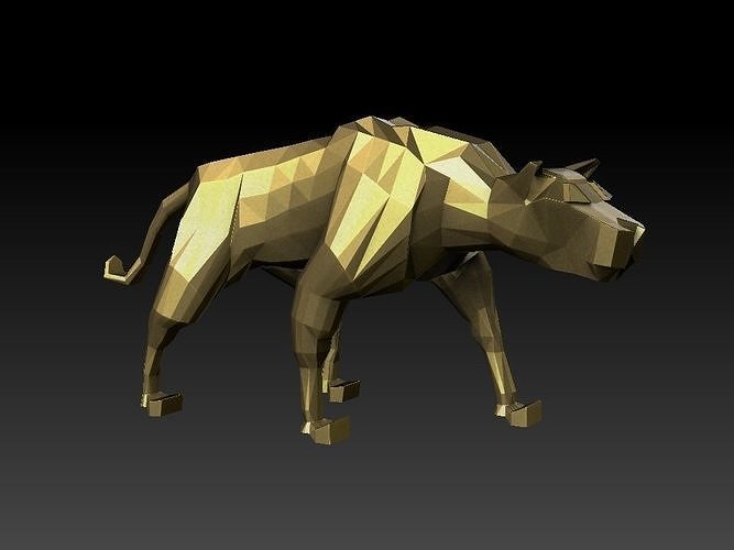 Puma Low Poly golden animal 3D model 3D printable | CGTrader
