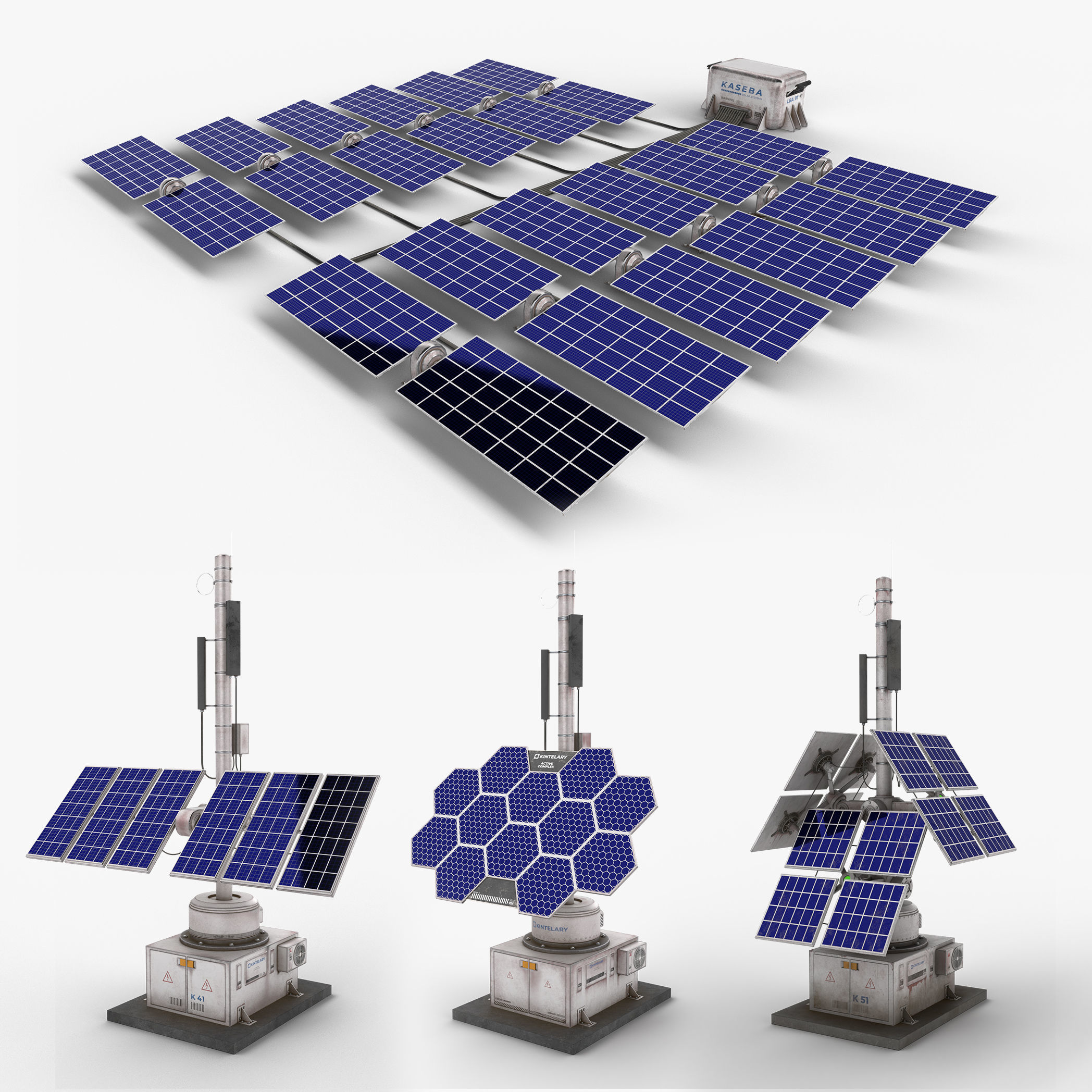 3D model Solar Panels Set and Pack Source Files Attached 8K Textures VR ...