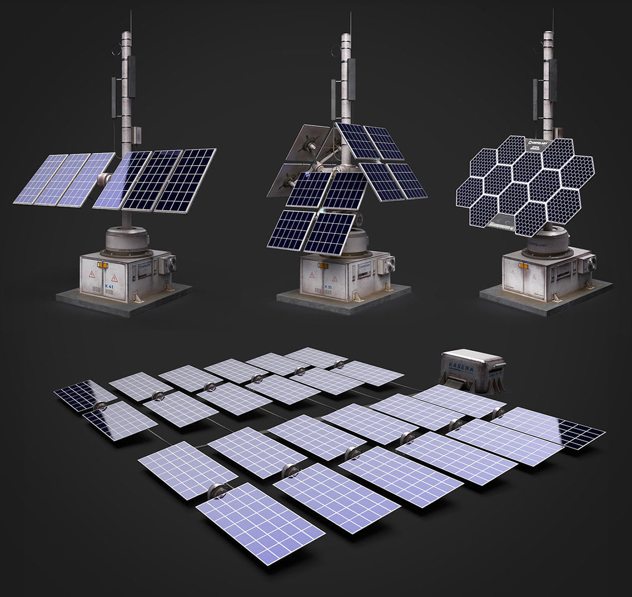 3D model Solar Panels Set and Pack Source Files Attached 8K Textures VR ...