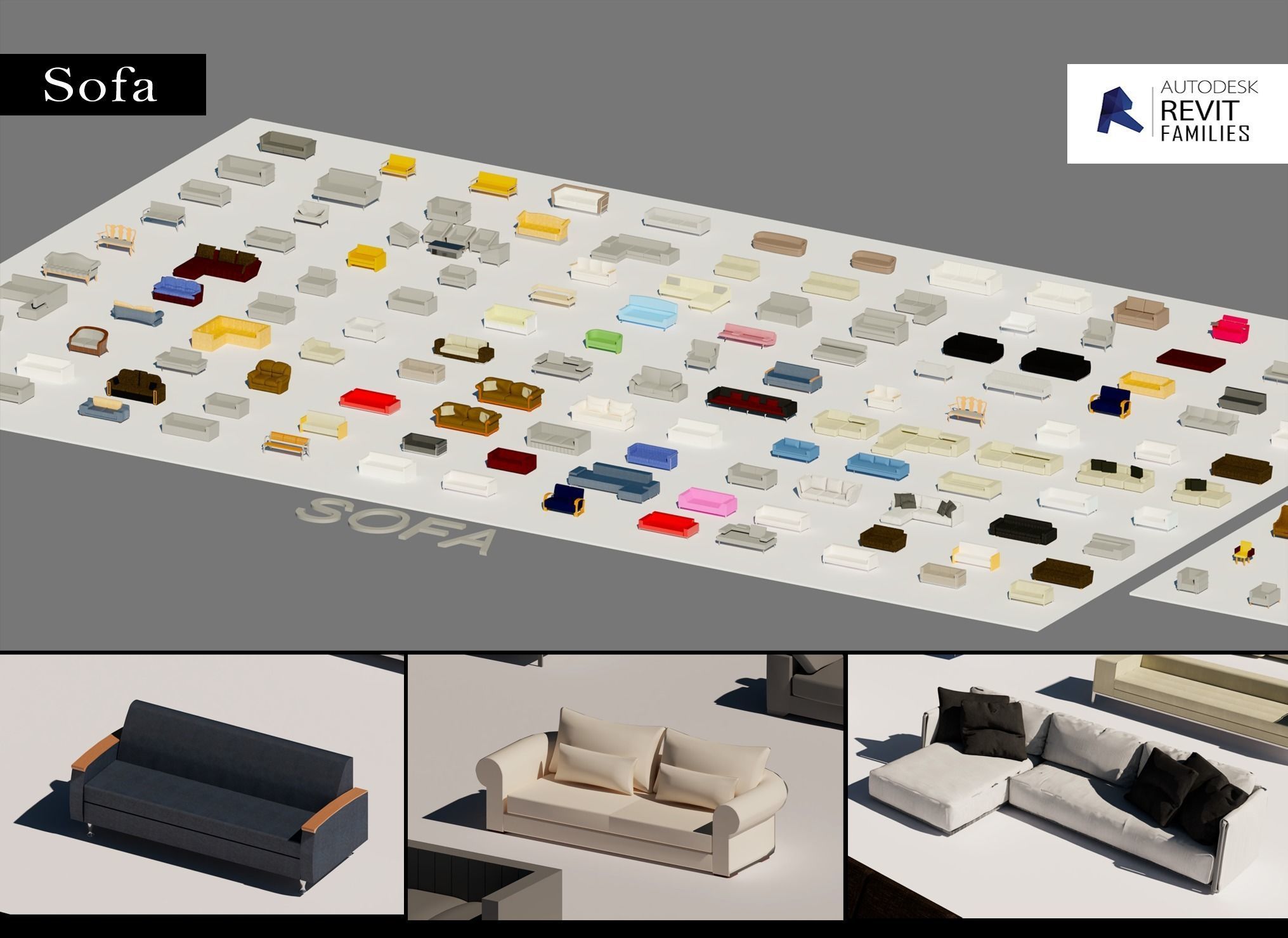 Revit Furniture Components collection rfa 3D model | CGTrader