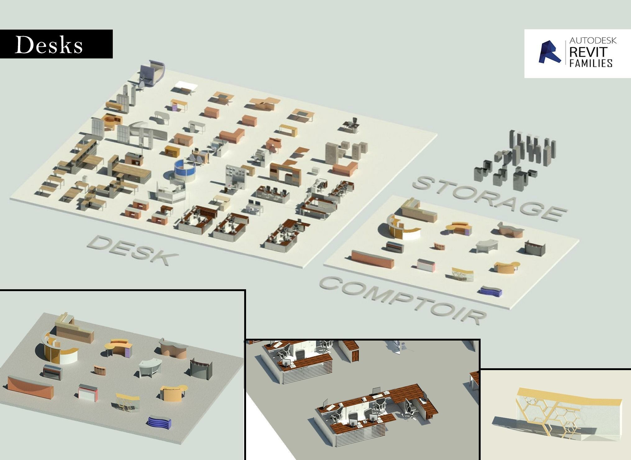 Revit Furniture Components collection rfa 3D model | CGTrader