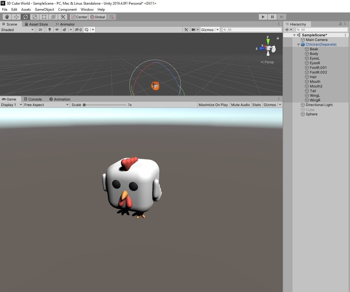 Cute cartoon Chicken 3d cube stylized Character animal 3D model 3D ...