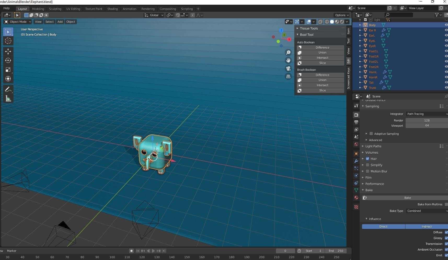 3D model Cute cartoon Elephant 3d cube stylized Character animal 3D ...