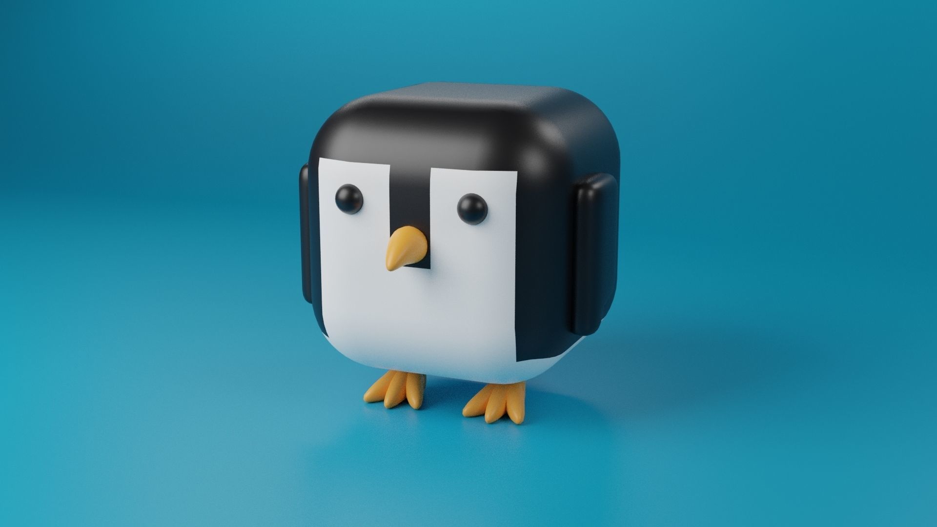 3D model Cute cartoon Penguin 3d cube stylized Character animal Lowpoly ...
