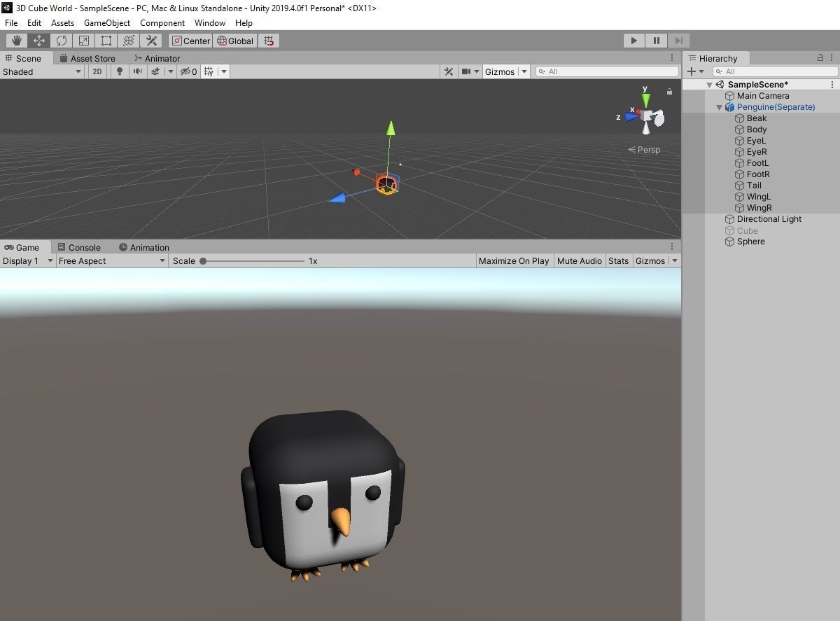 3D model Cute cartoon Penguin 3d cube stylized Character animal Lowpoly ...