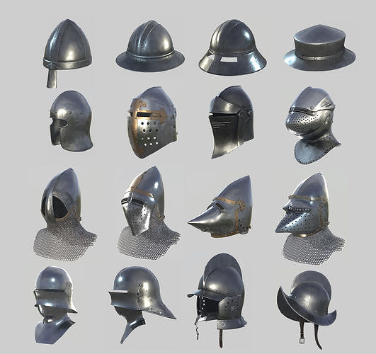 Medieval Helmets collection VR / AR / low-poly | CGTrader