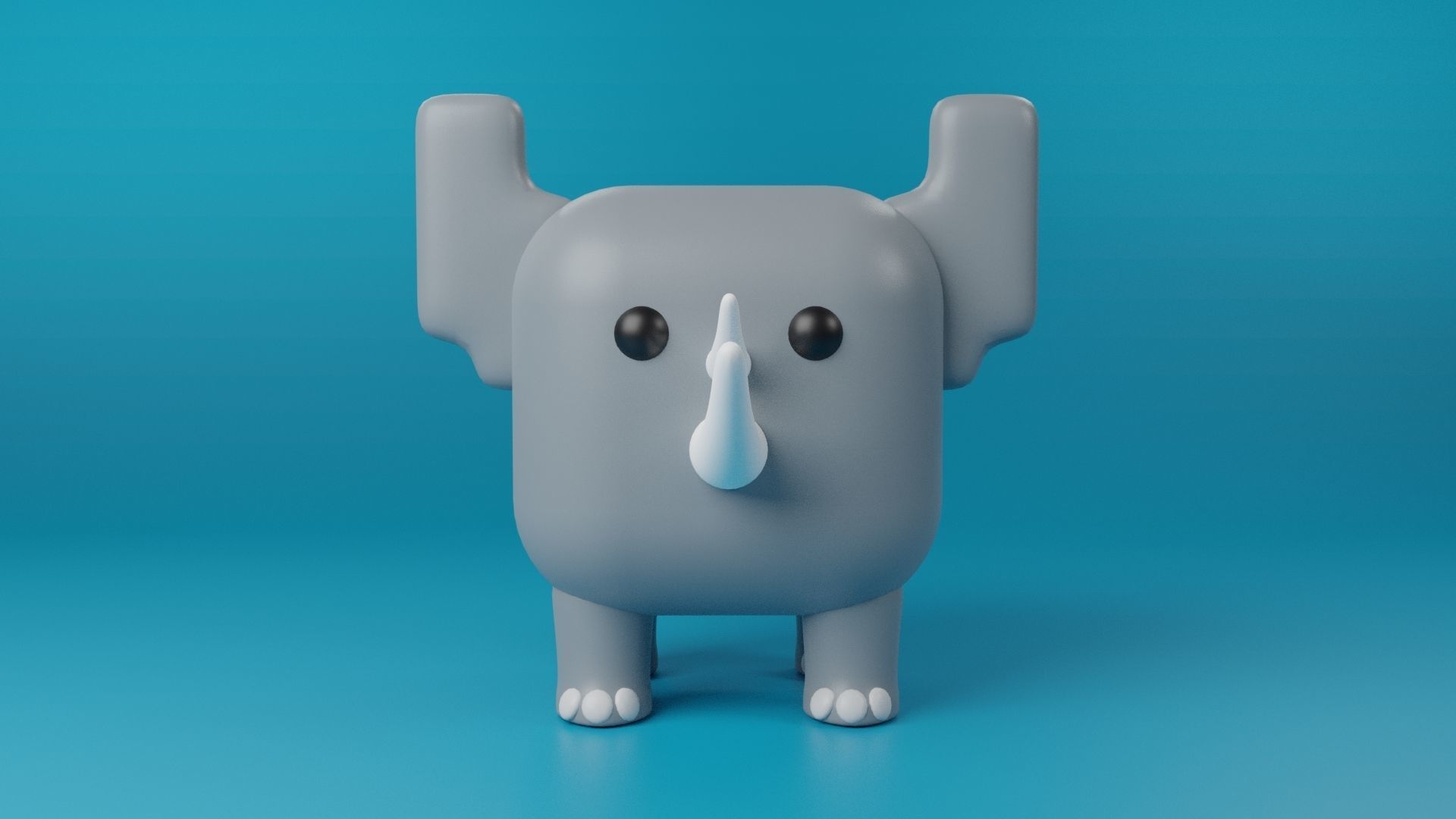 3D model Cute cartoon Rhinoceros 3d cube stylized Character animal VR ...