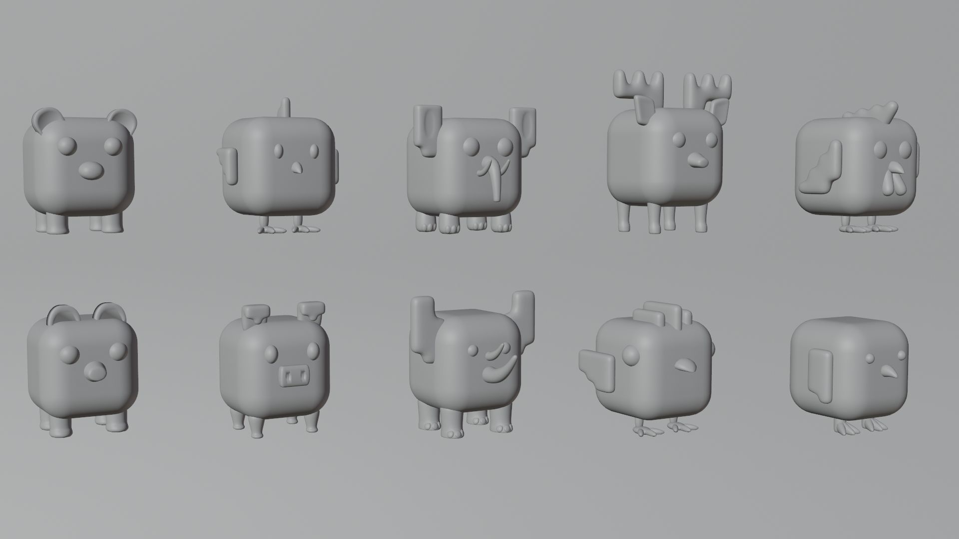 3D model 3D Cute animal cube character pack VR / AR / low-poly | CGTrader