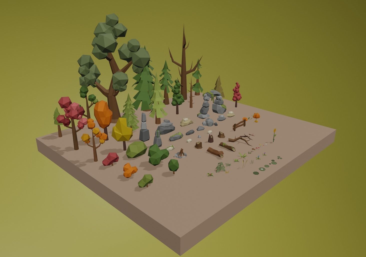 3D model POLYGON Forest Low-poly 3D model VR / AR / low-poly | CGTrader