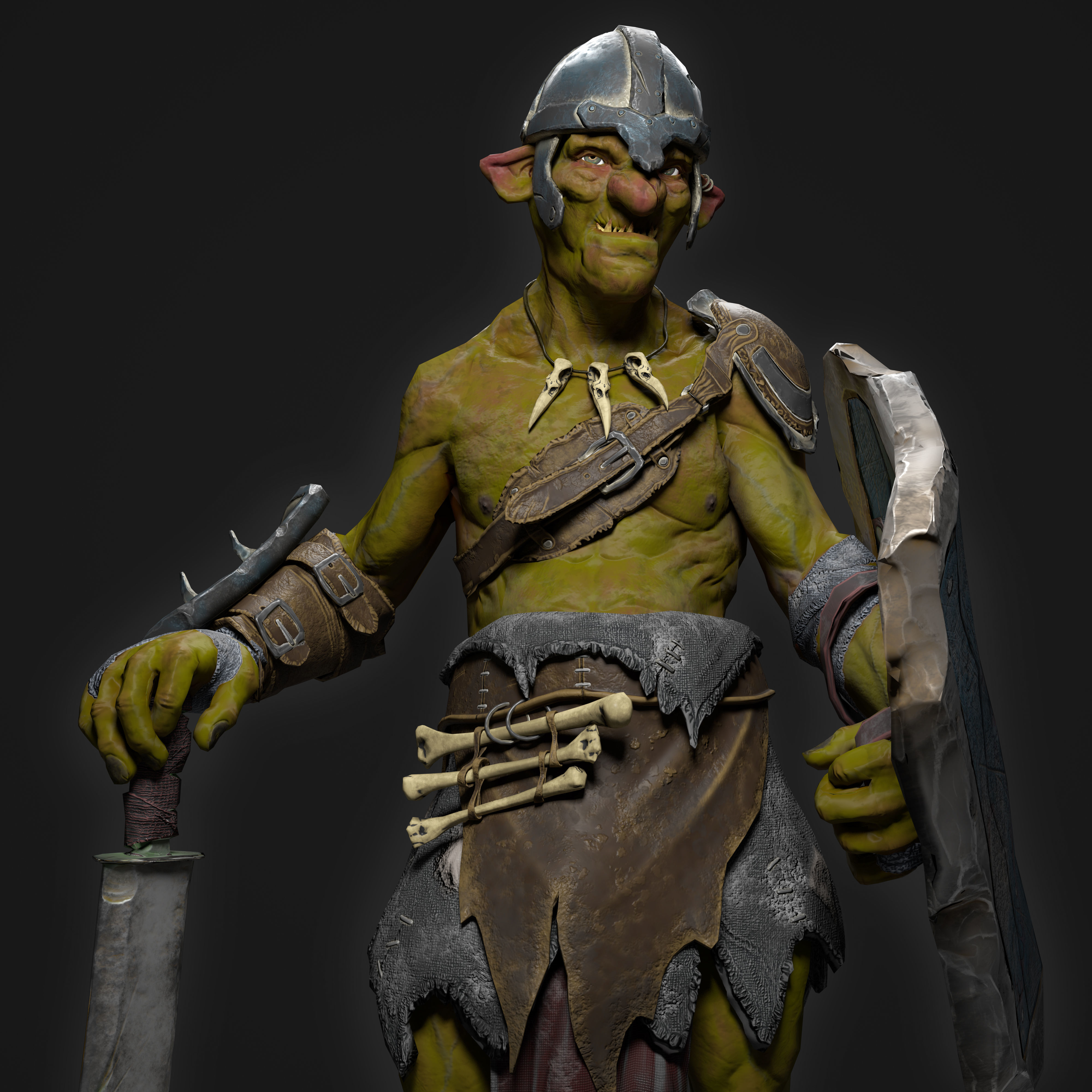 Goblin Fighter free VR / AR / low-poly 3D model rigged | CGTrader