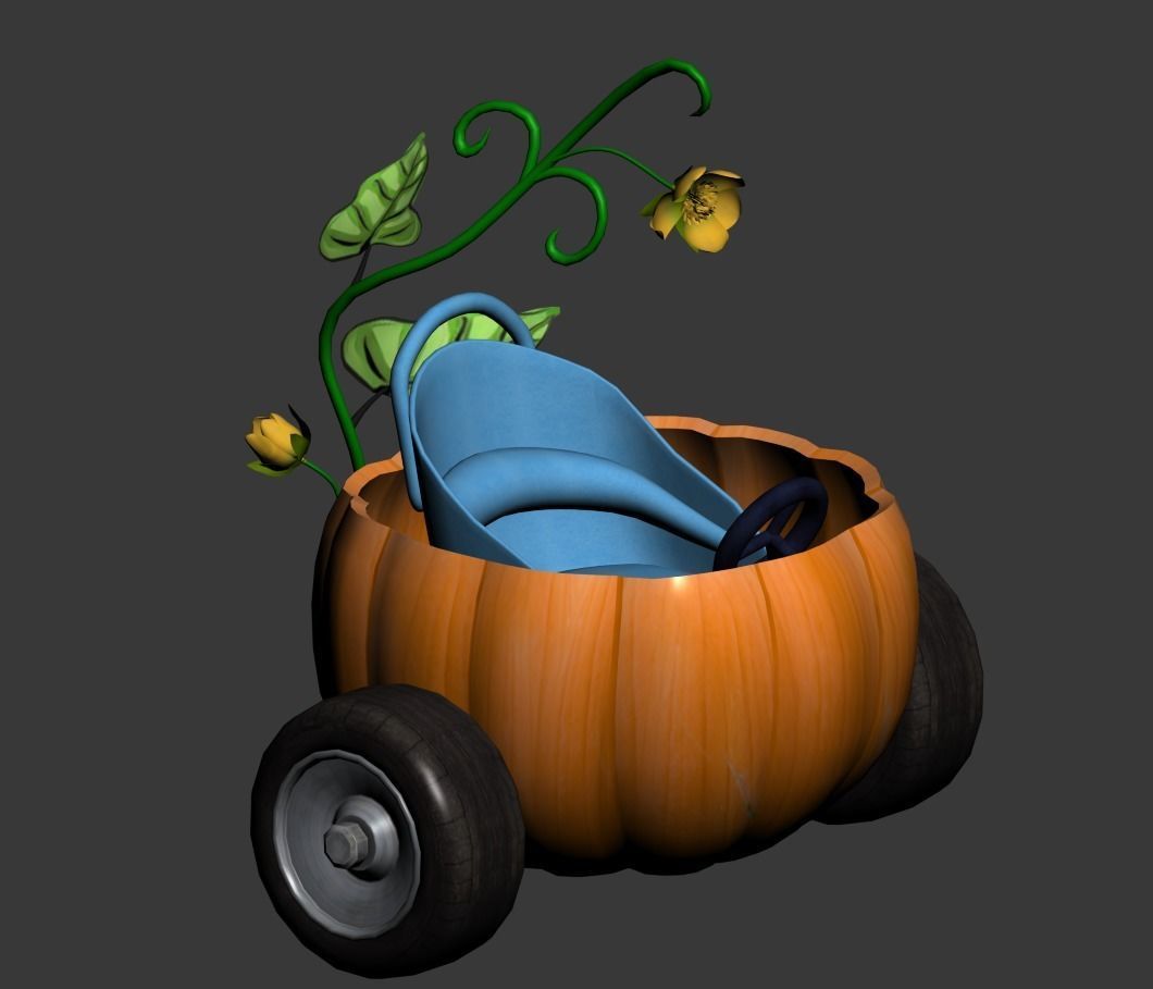 3D model pumpkin car cartoon 3D model VR / AR / low-poly | CGTrader