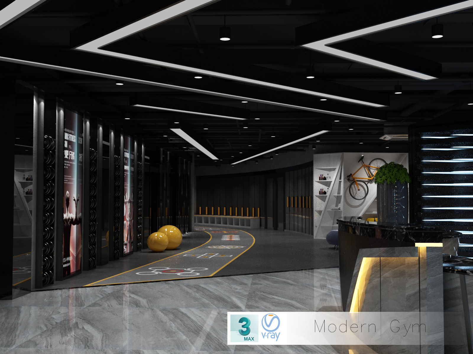 Gym Modern Design Style free 3D model | CGTrader