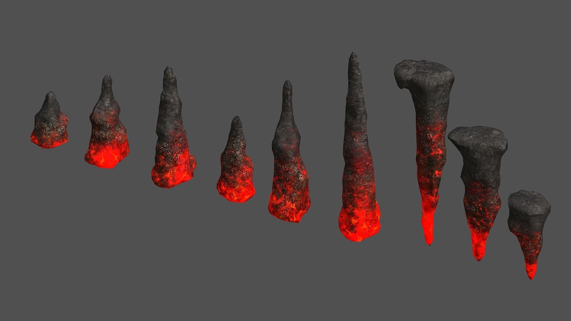Stalagmite Set - Lava 3D model | CGTrader