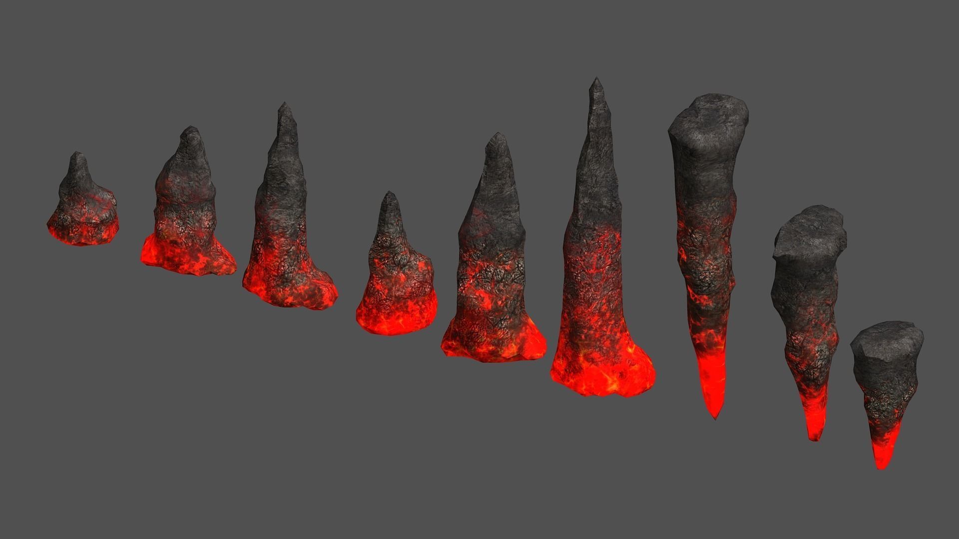 Stalagmite Set - Lava 3D model | CGTrader