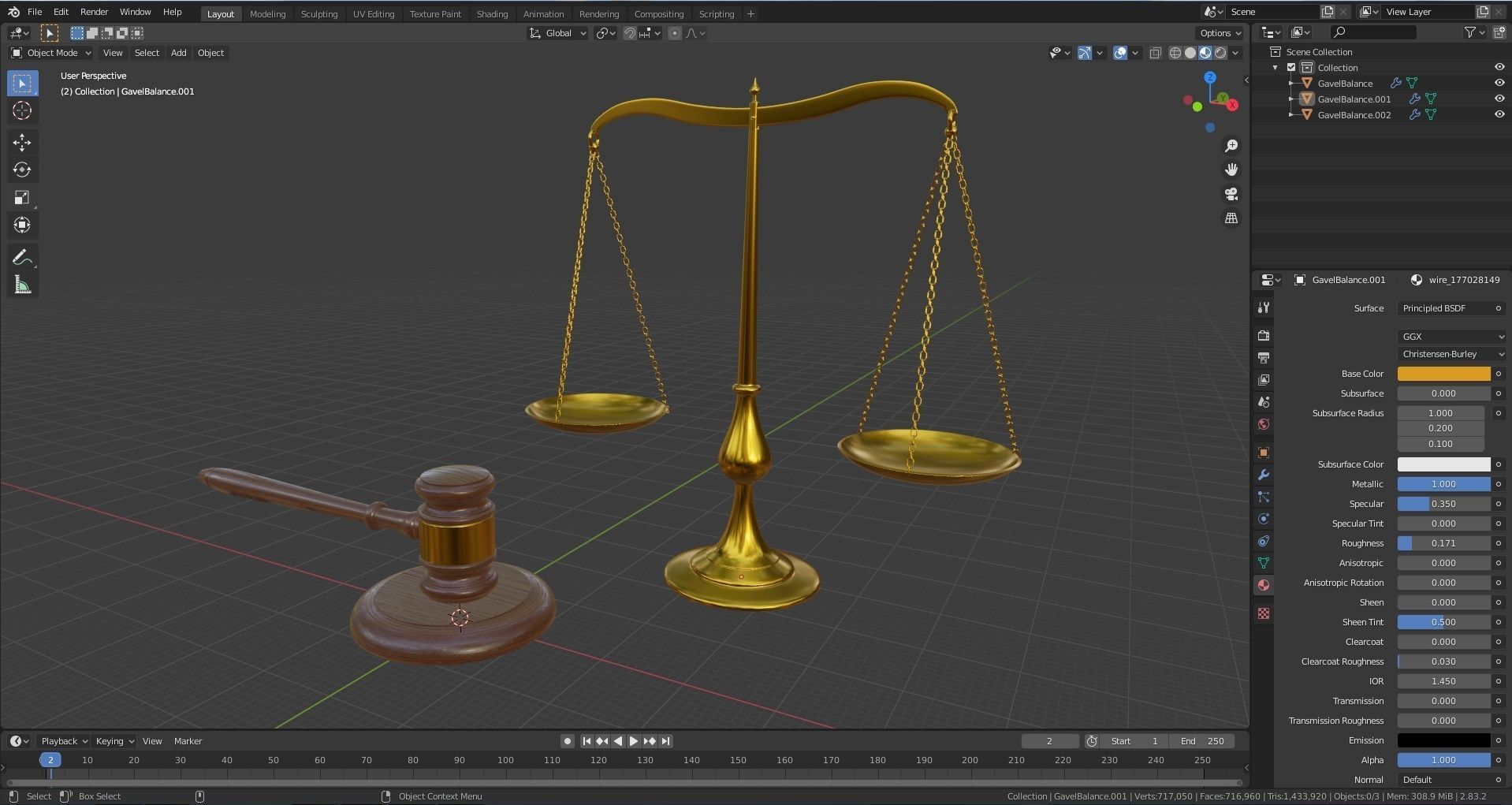 Balance gavel judge justice 3D model | CGTrader