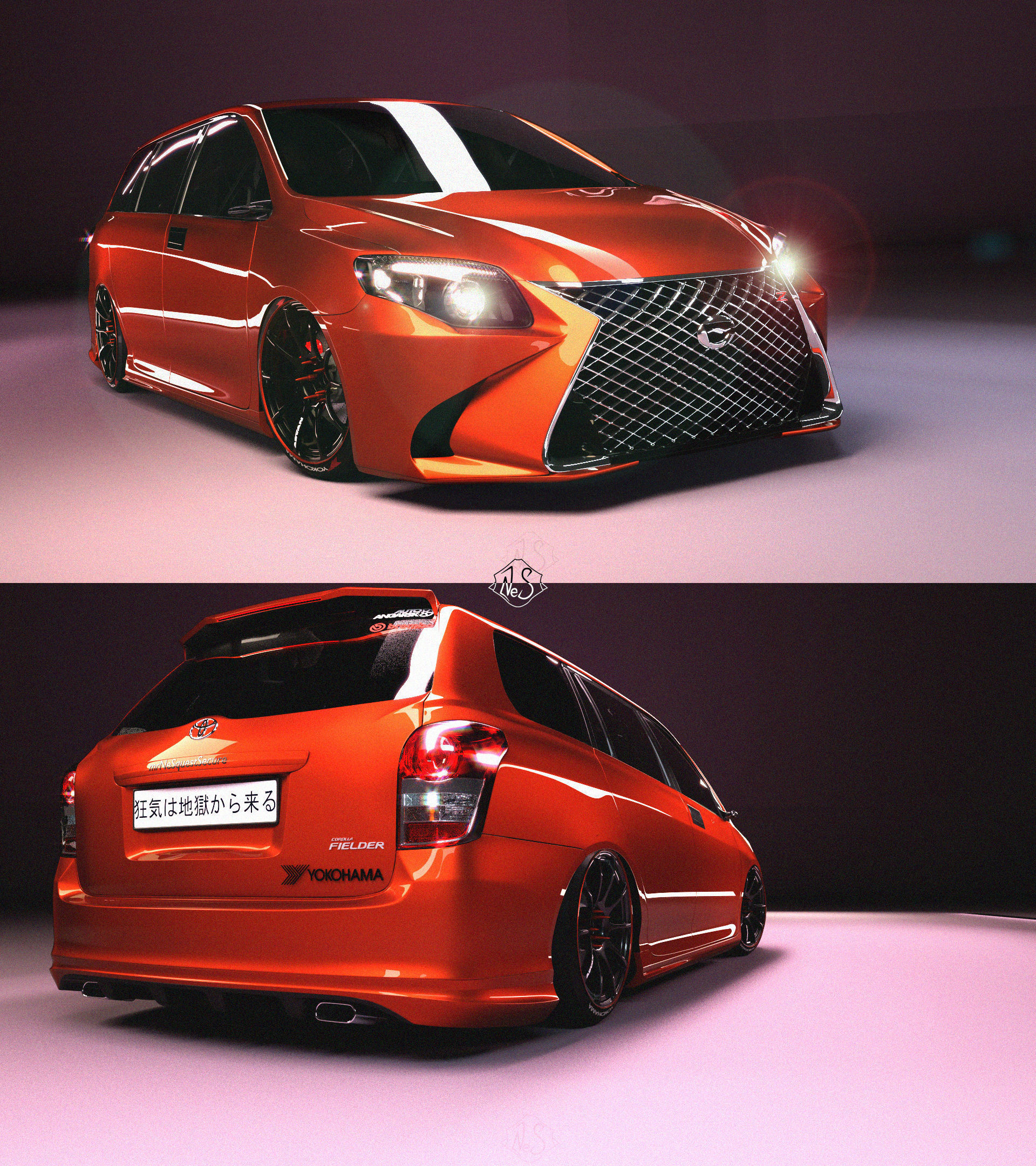 Toyota Fielder and nousercut Lexus GH450 3D model | CGTrader