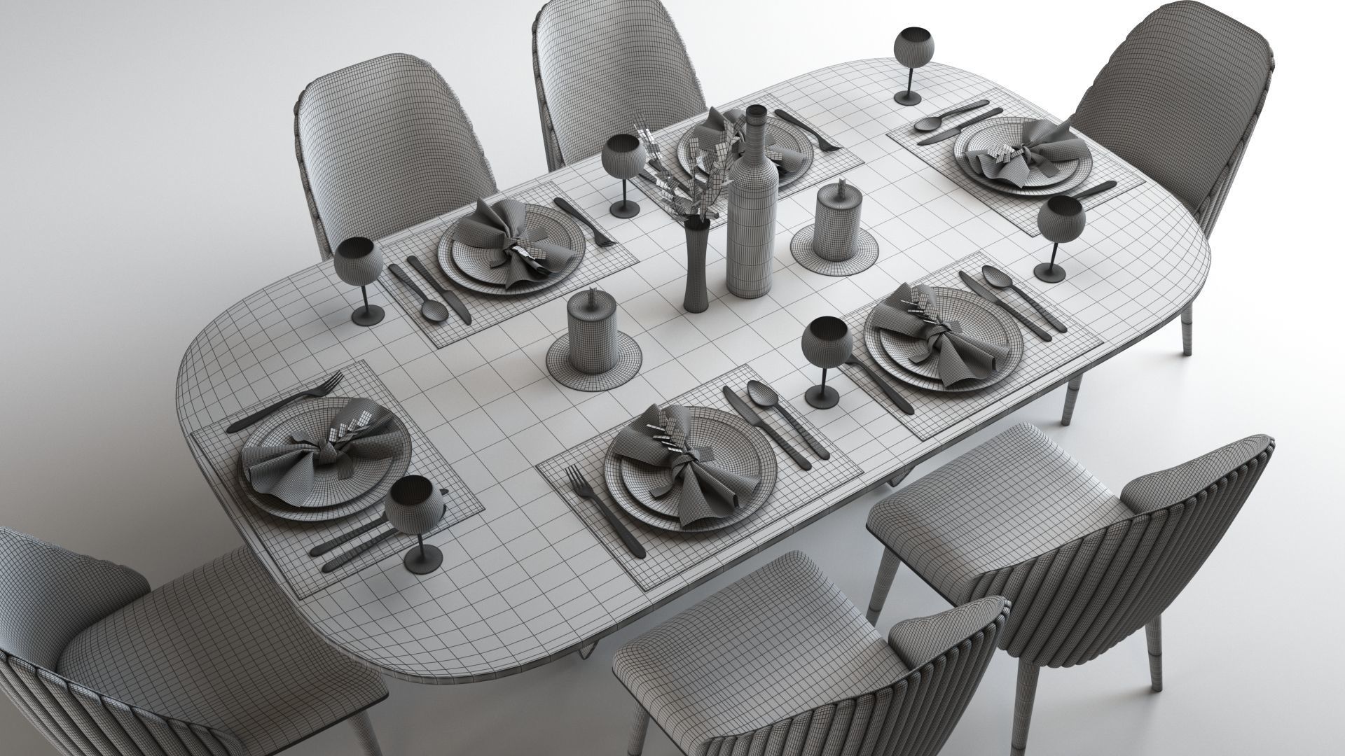 Convivio Table and Diva S-b chairs 3D model | CGTrader