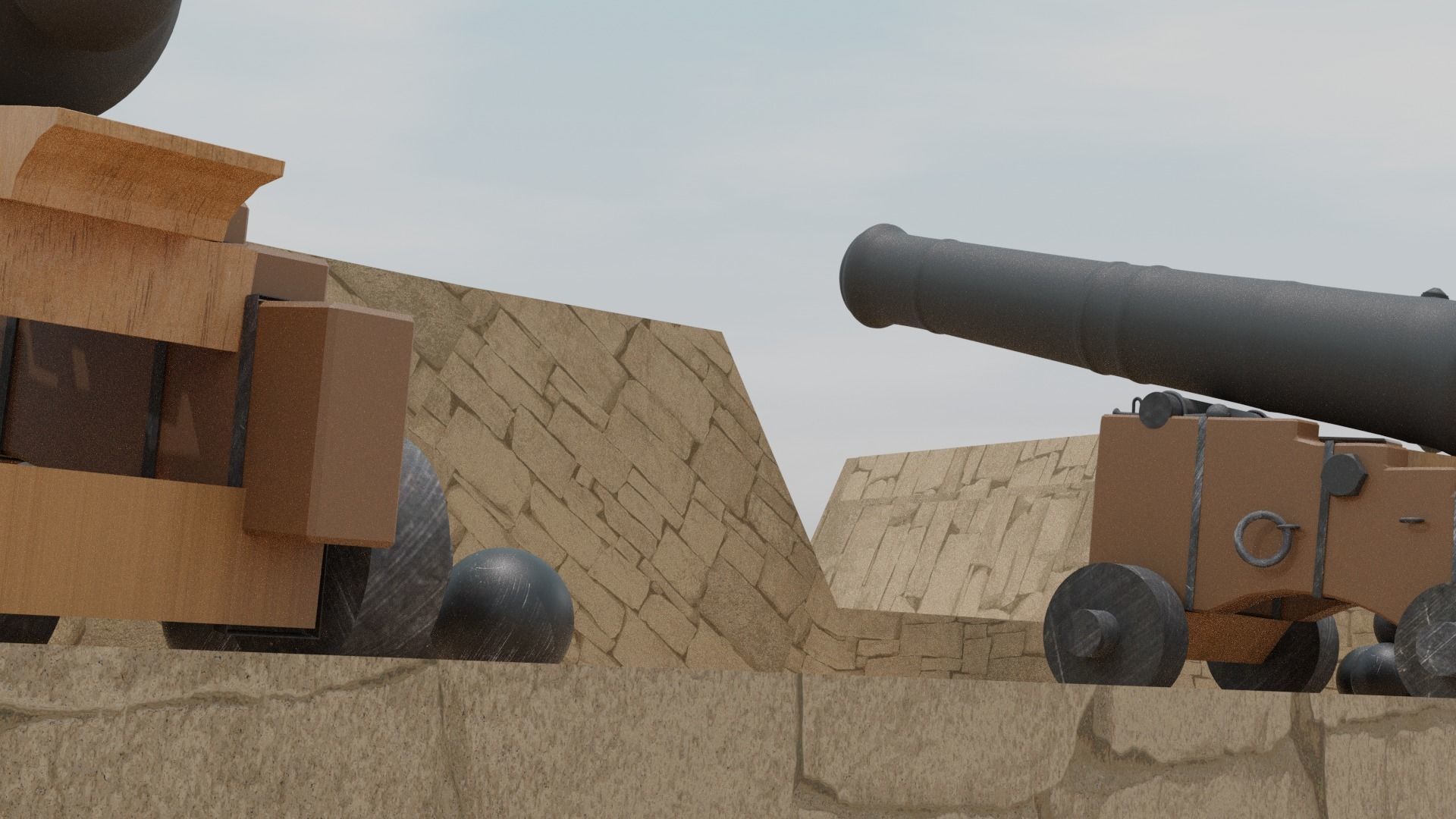 Cannon-Low poly cannon on wooden cart free 3D model | CGTrader