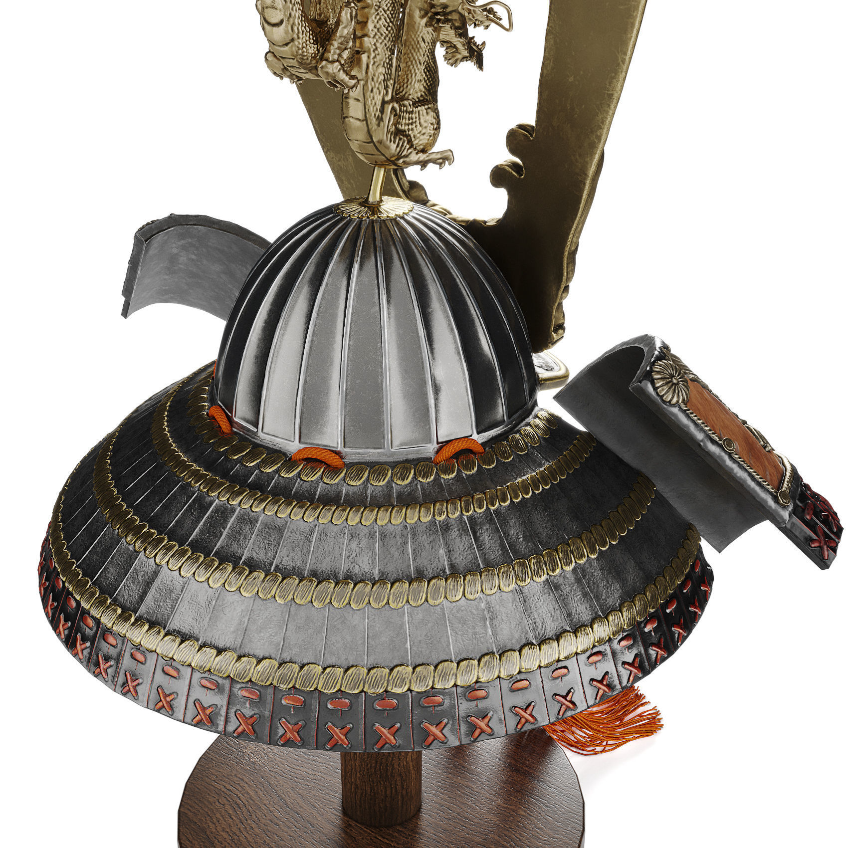 3D model Japanese Fabulous Samurai Helmet Dragon with a mask VR / AR ...
