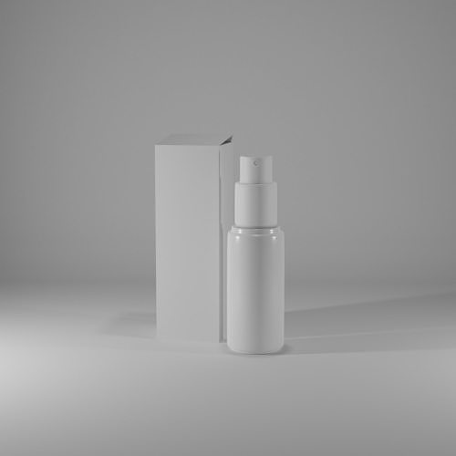 3D model small spray bottle with a box packaging VR / AR / low-poly ...