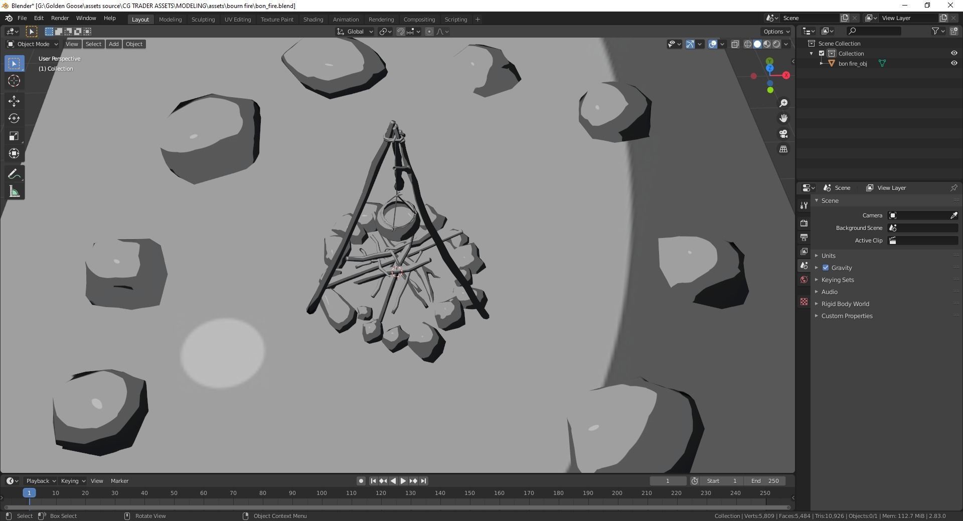 3D model Bonfire palce VR / AR / low-poly | CGTrader