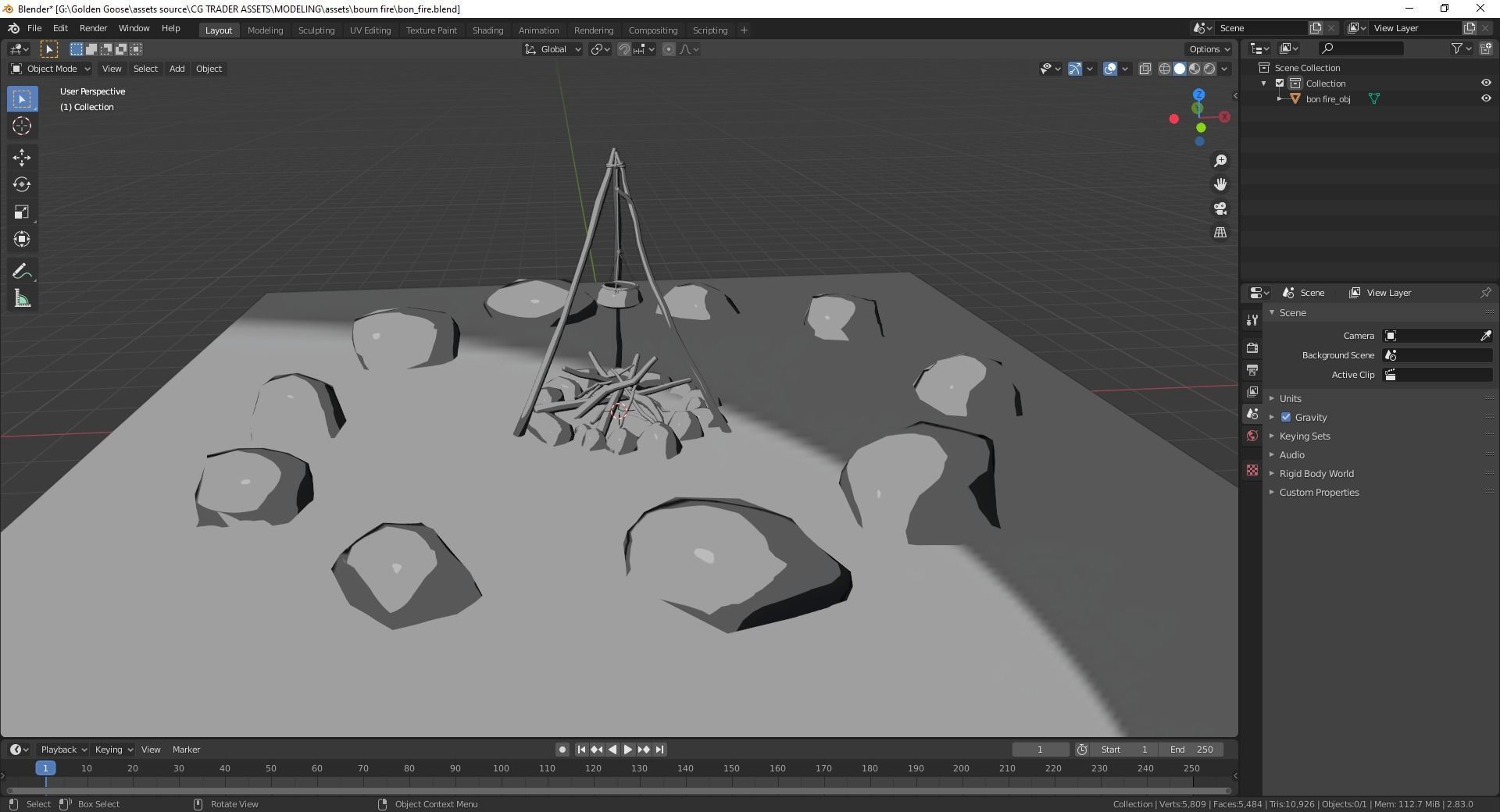 3D model Bonfire palce VR / AR / low-poly | CGTrader