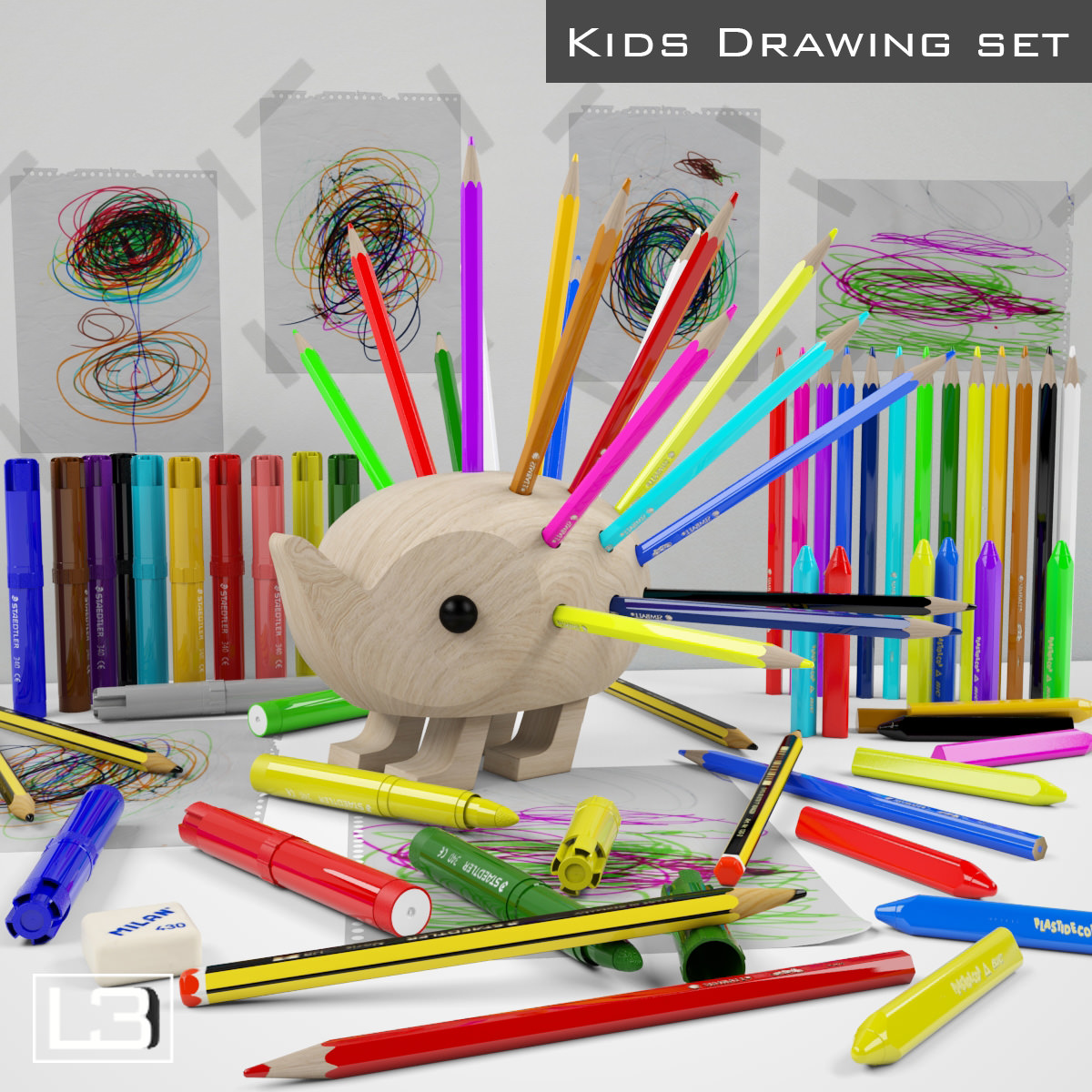 kids drawing kit 3D Models - CGTrader.com