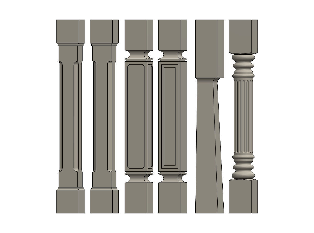 Simple Balusters 3D model 3D printable | CGTrader