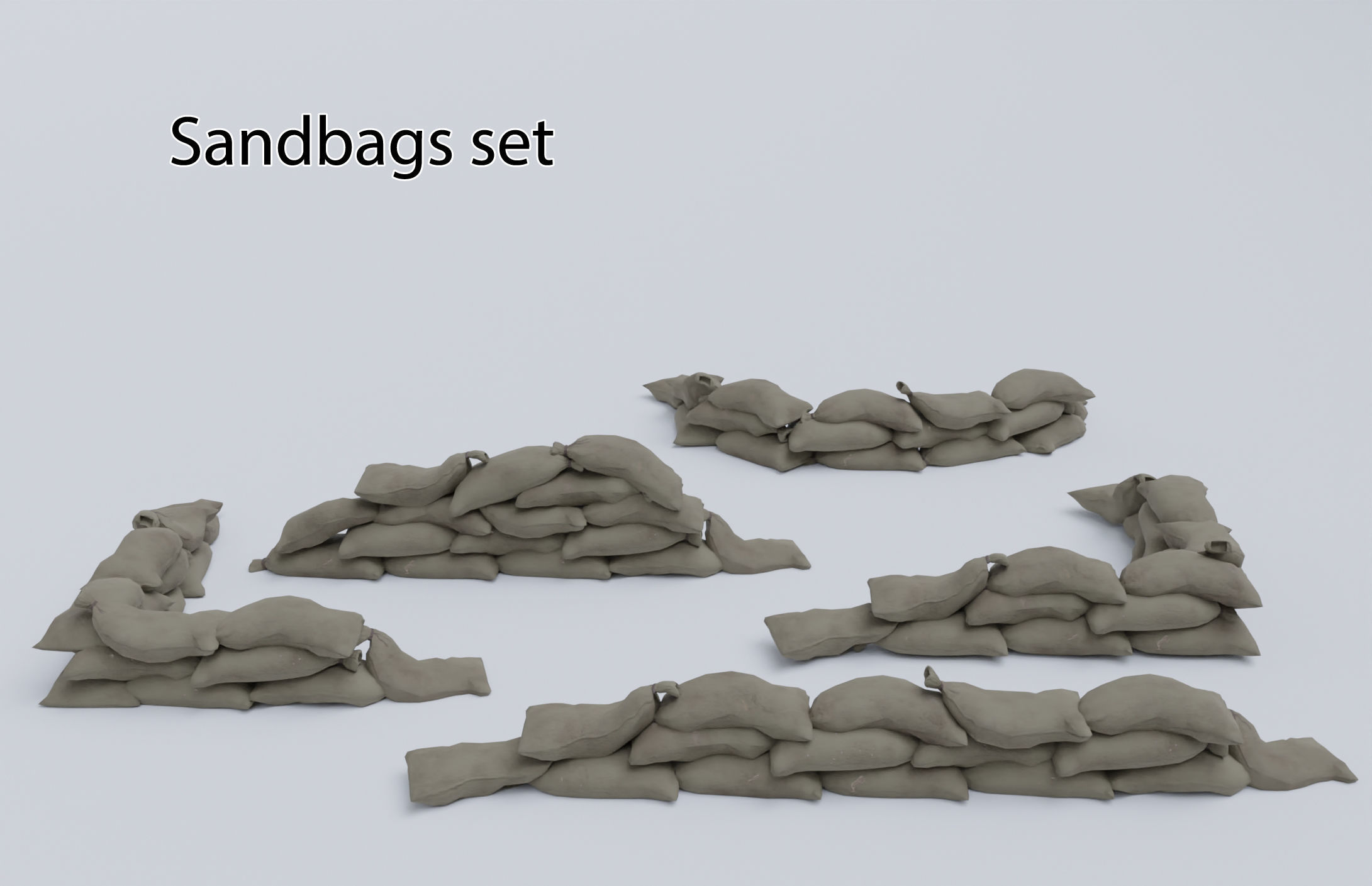 3D model Sandbags set low poly PBR materials VR / AR / low-poly | CGTrader