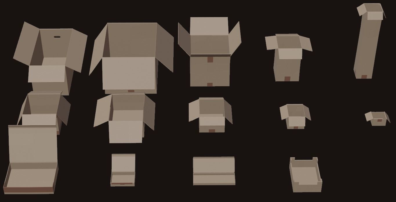 3D model Low Poly Openable Cardboard Box Pack VR / AR / low-poly | CGTrader