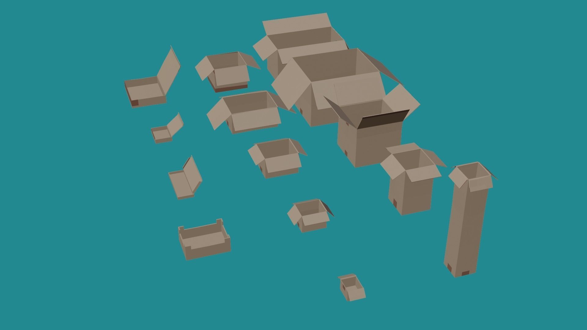 3D model Low Poly Openable Cardboard Box Pack VR / AR / low-poly | CGTrader